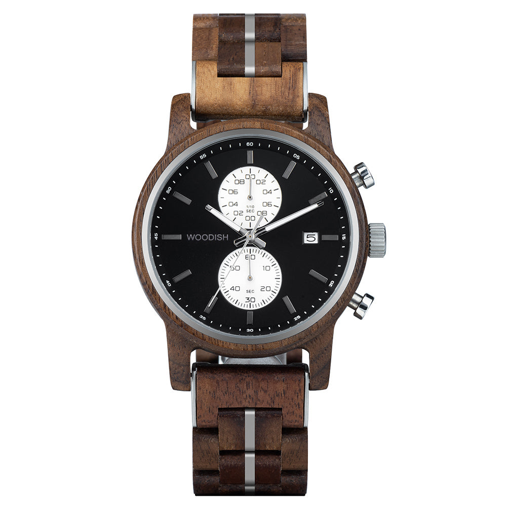 Men's Black Face Walnut Wooden Watch GT116-3 – Woodish