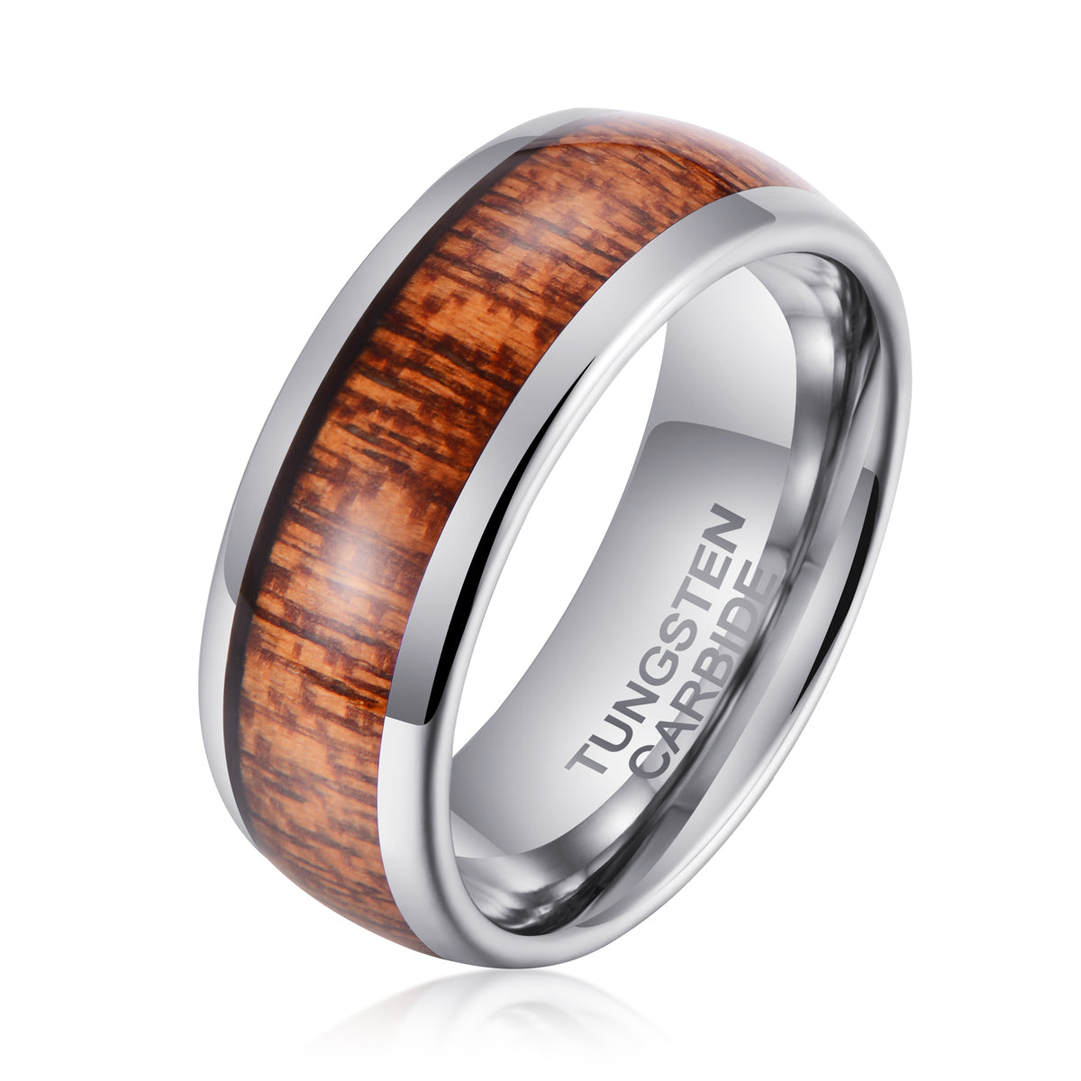 Men's Sand Grain Wood Silver Tungsten Ring R-056 – Woodish
