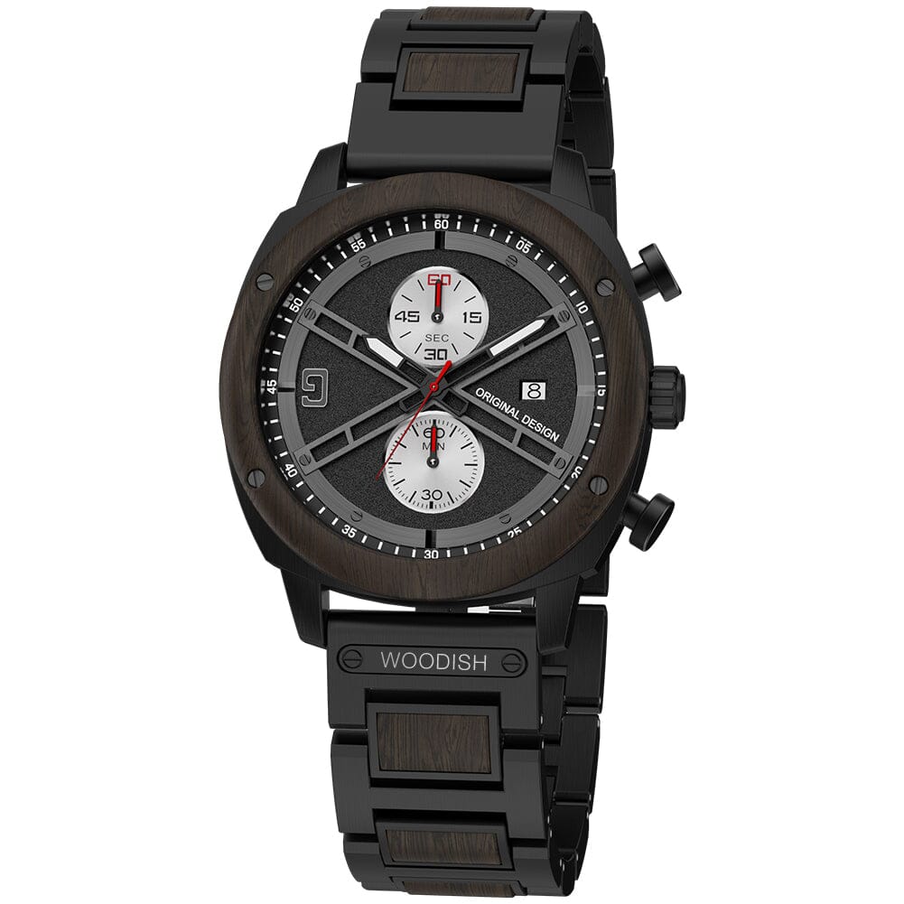 Military Chacate Preto Chronographic Wooden Watch for Men GT107-1 – Woodish