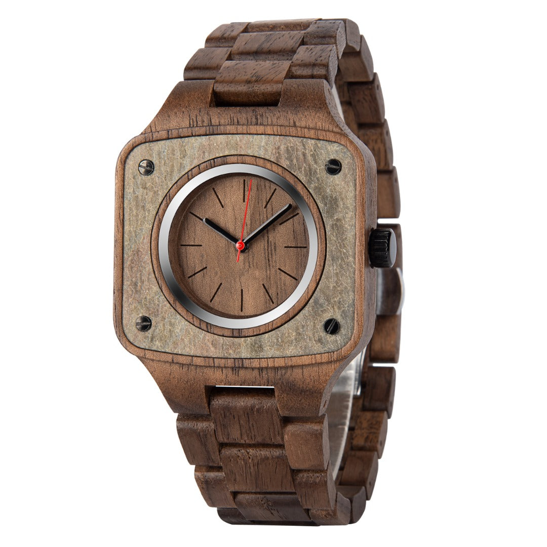 Square Walnut And Stone Watch for Men GT112-1 – Woodish